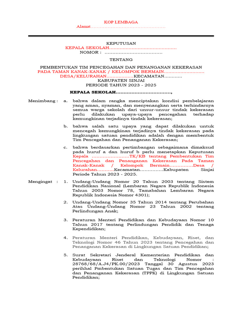 Contoh SK TPPK | PDF | Ilmu Sosial