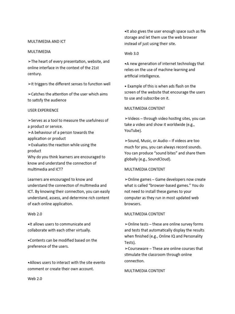 Multimedia & Ict Reviewer | PDF | Multimedia | Educational Technology