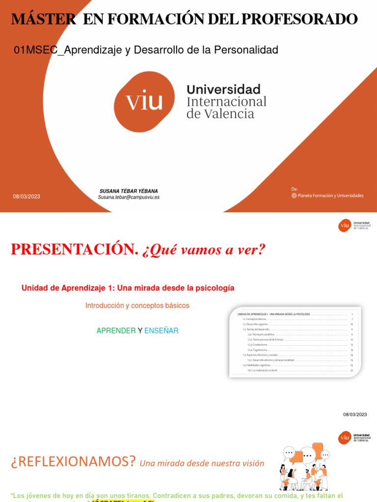 Aprendizaje y Desarrollo de La Personalidad VIU | PDF | Aprendizaje | Memoria