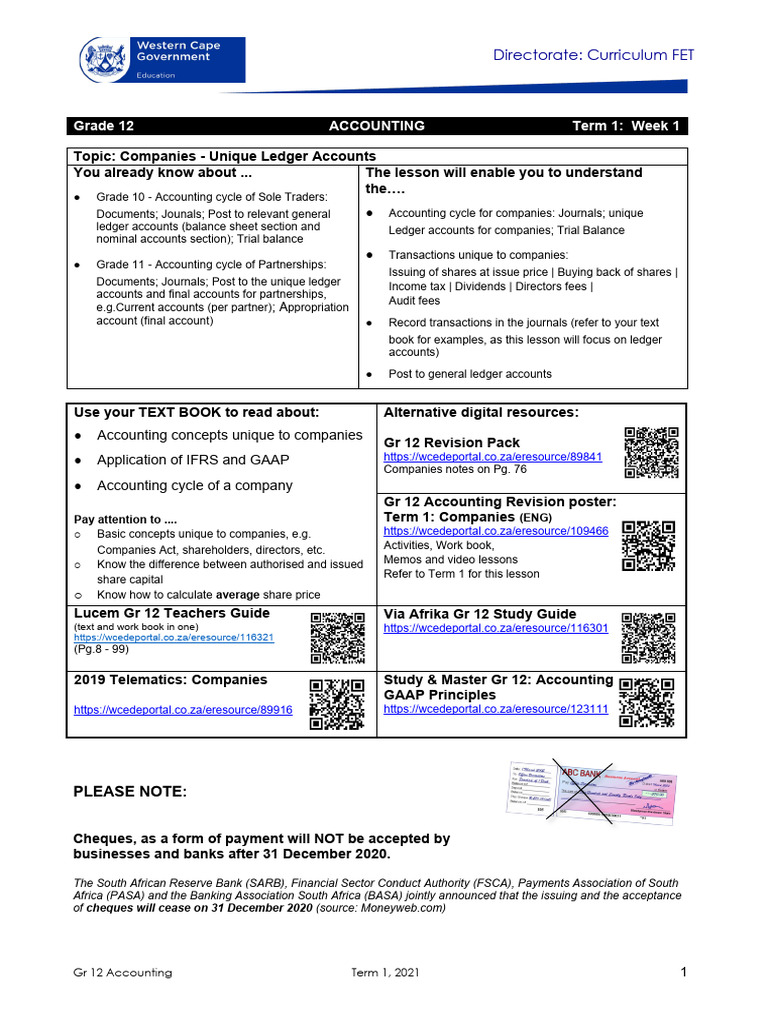 Acc 2021 T1 Week 1 CO Accounts ENG | PDF | Debits And Credits | Dividend