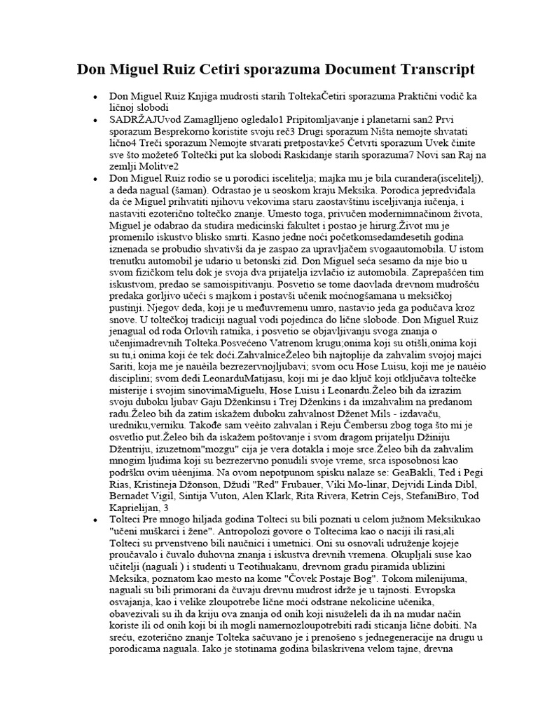 Don Miguel Ruiz Cetiri Sporazuma Document Transcript | PDF
