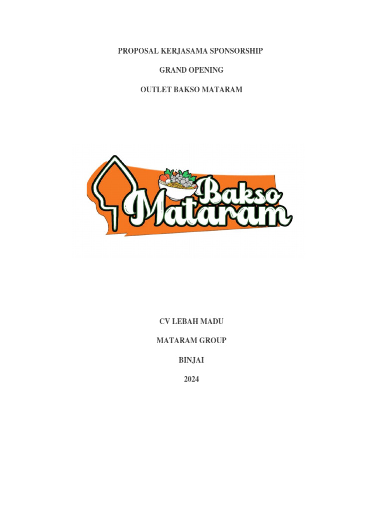 Proposal Sponsorship Bakso Mataram | PDF | Seni
