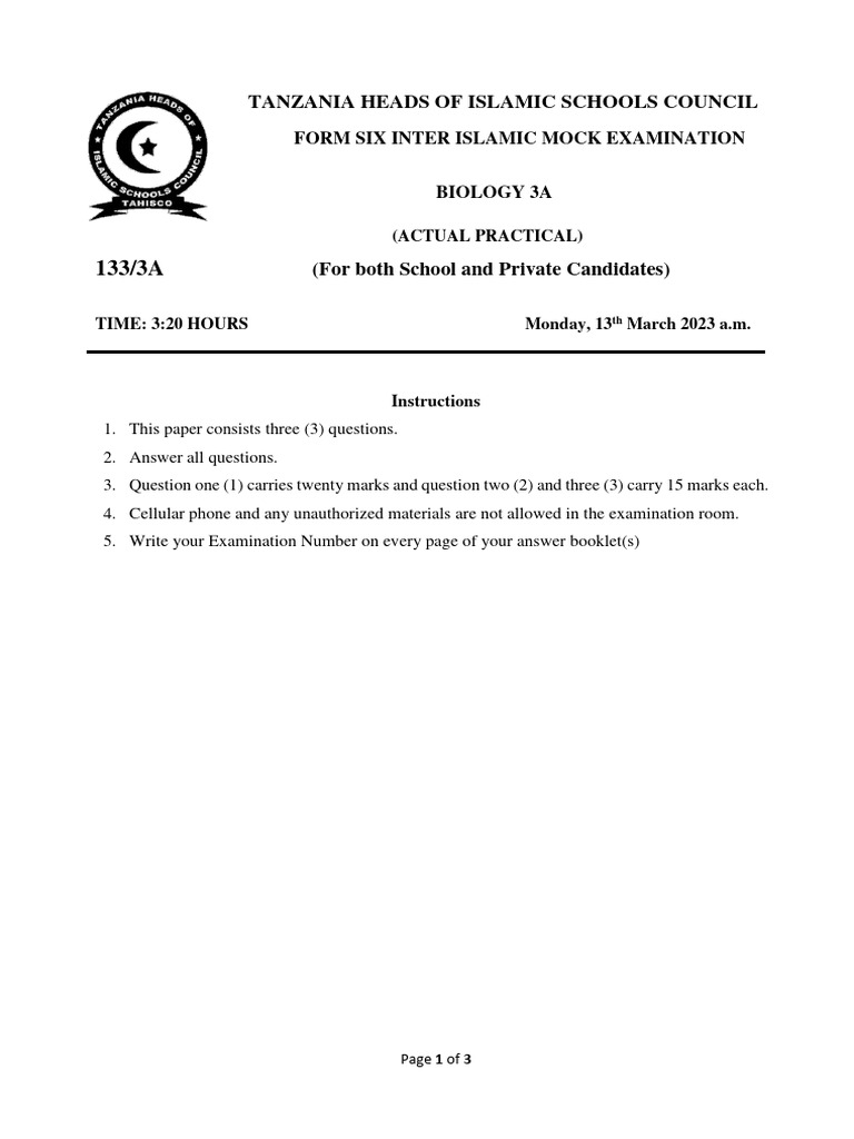 Biology 3a Form Vi | PDF