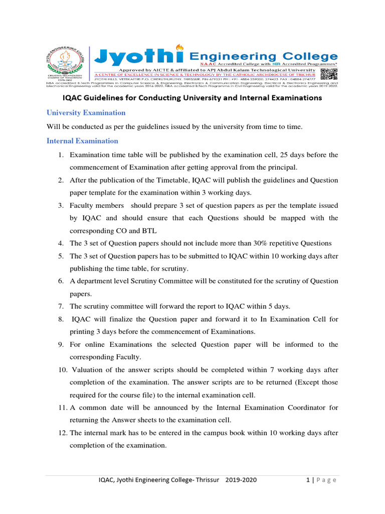 2.5.1.A-Conduct of Examinations IQAC Guidelines | PDF