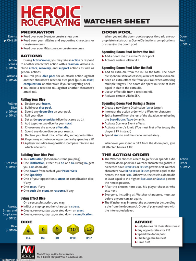 Heroic Roleplaying Watcher Sheet | PDF