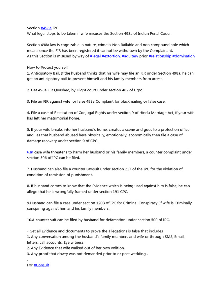 Section 498A IPC Procedure For Husband | PDF