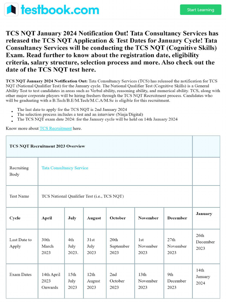 TCS NQT 2024exam Info | PDF