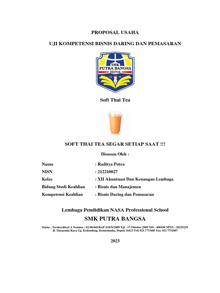 Proposal Usaha Soft Thai Tea | PDF