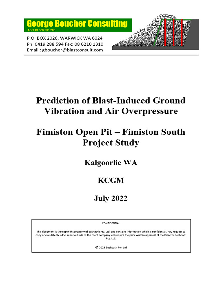 Prediction Of Blast Induced Ground Vibration And Air Overpressure Analysis Fimiston Open Pit