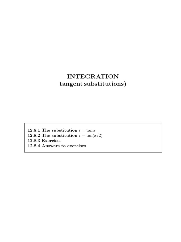 T Tan X Substitution | PDF | Trigonometric Functions | Geometry