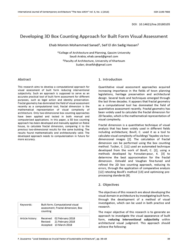 Developing 3D Box Counting Approach For Built Form Visual Assessment | PDF | Fractal | Geometry