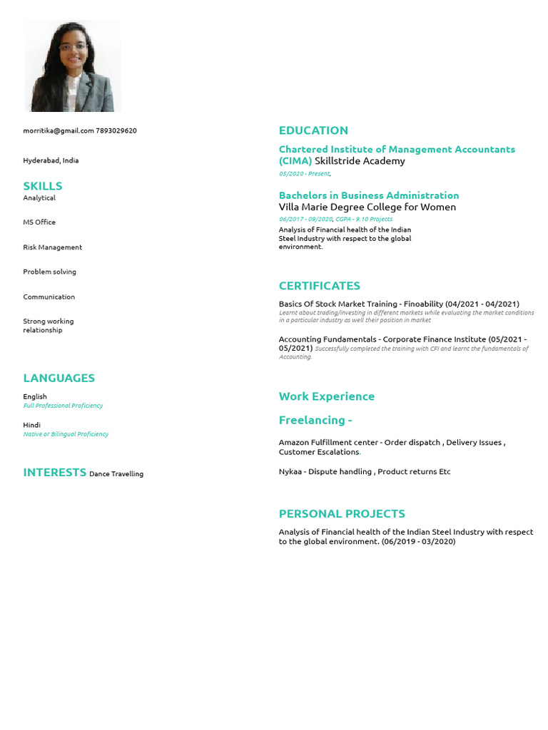 Ritika's Resume | PDF | Service Industries | Private Sector