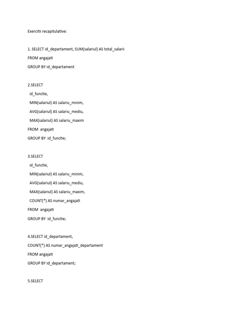 Exercitii Recapitulative | PDF