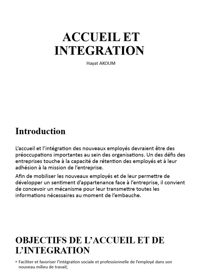 Accueil et Intégration des Nouveaux Employés | PDF | Business