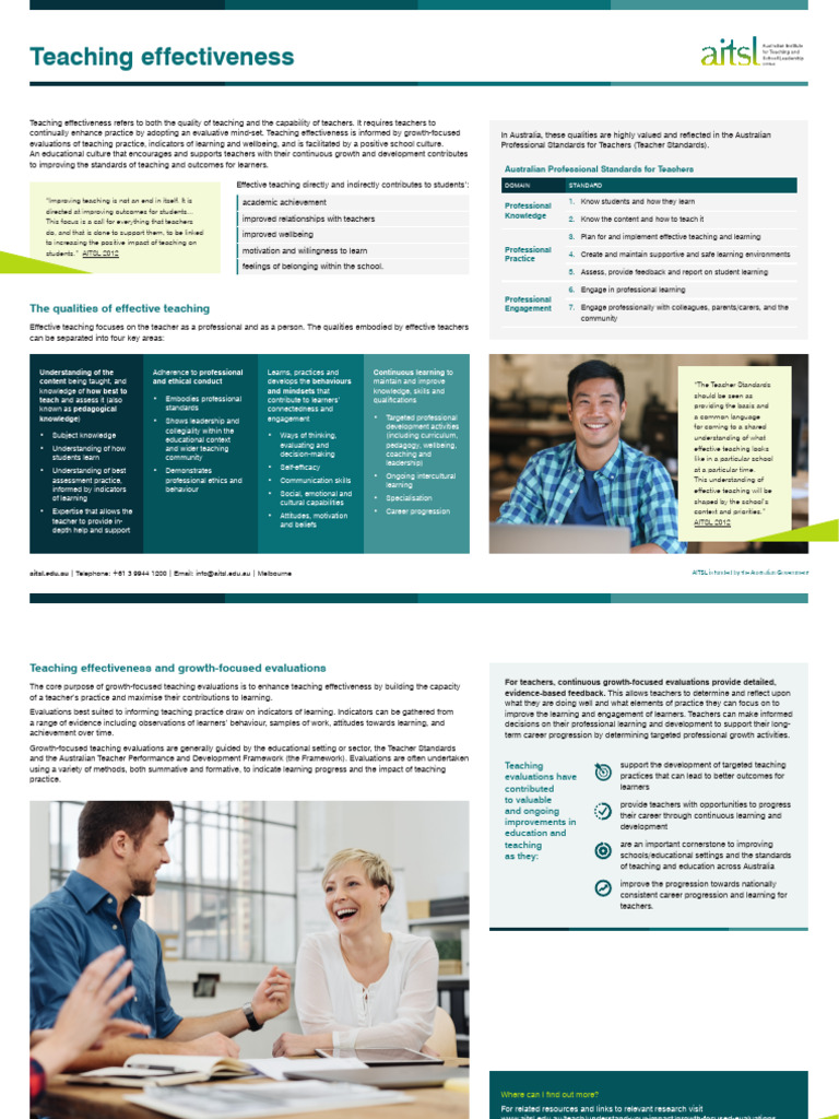 Teaching Effectiveness Pdf Teachers Learning
