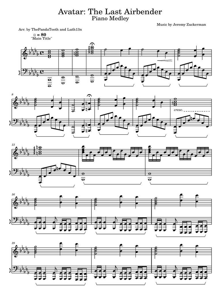 Avatar The Last Airbender Medley | PDF