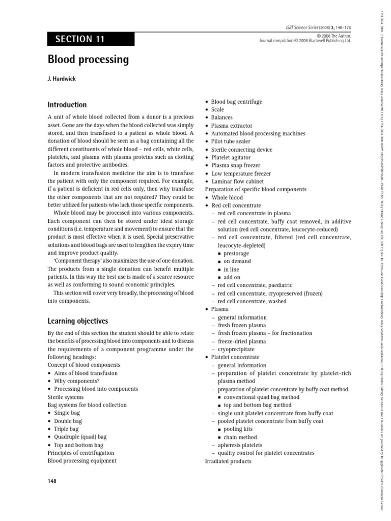 Blood Component Processing Overview | PDF | Centrifuge | Blood Transfusion