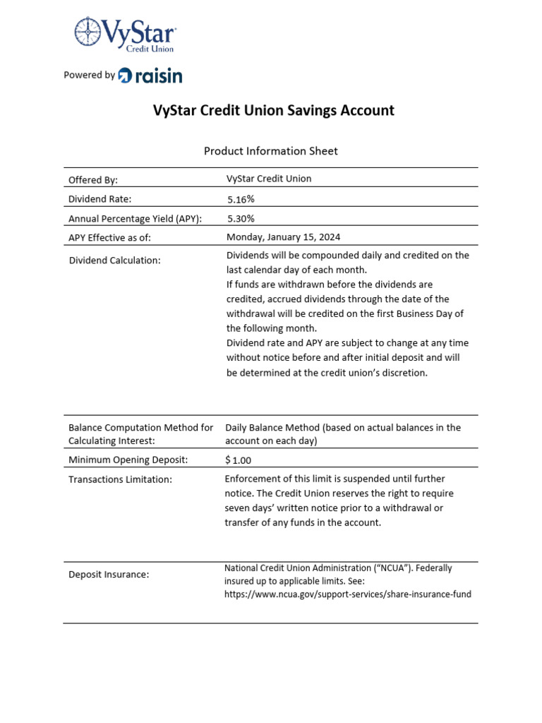 VyStar Credit Union Savings APY | PDF | Banks | Credit Union
