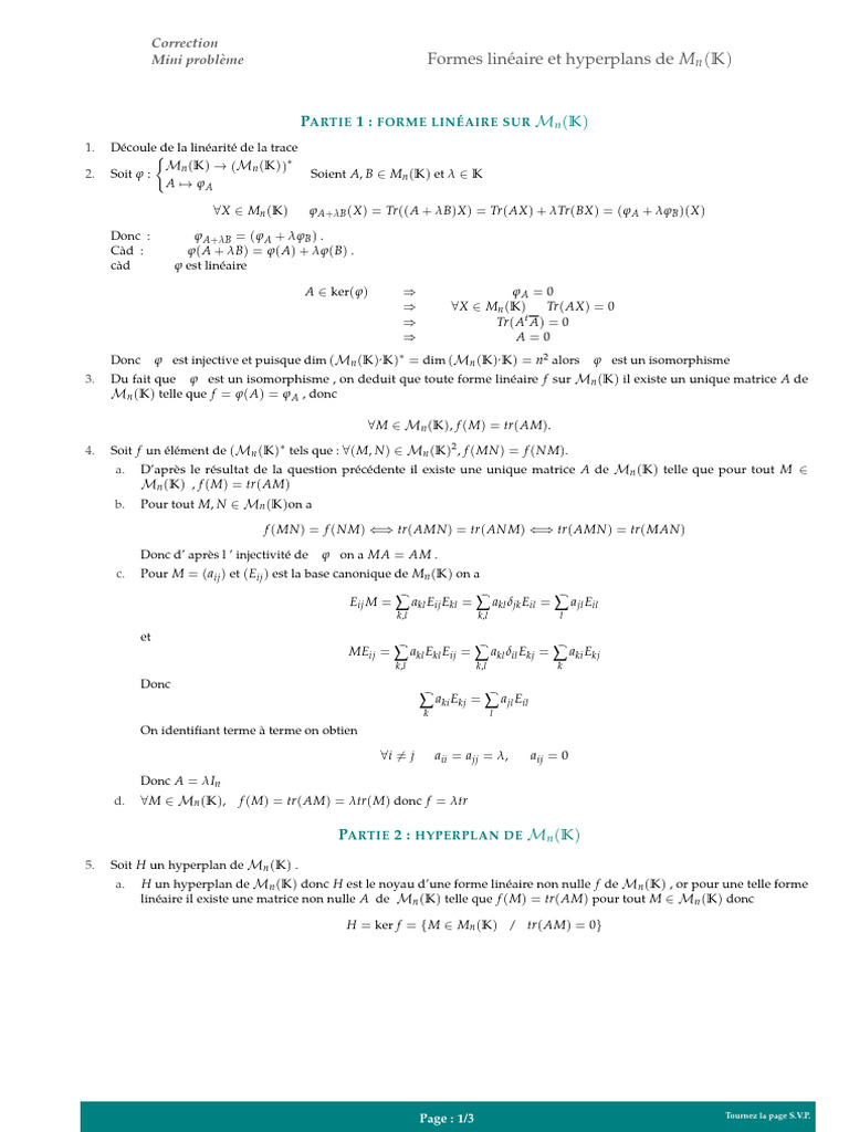 Hyperplans de MNK - Corr | PDF