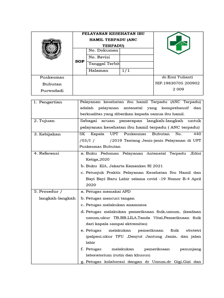 Sop Anc Terpadu Fix | PDF | Pengembangan Diri | Sains & Matematika