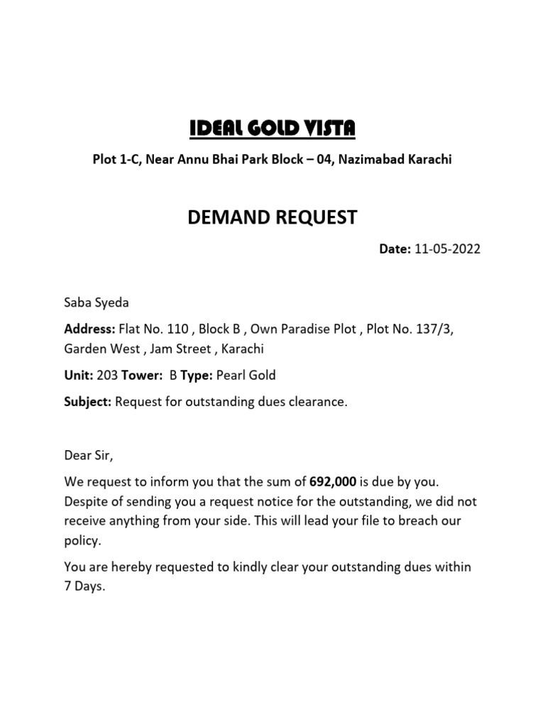 Demand Notice | PDF Demand Notice | PDF