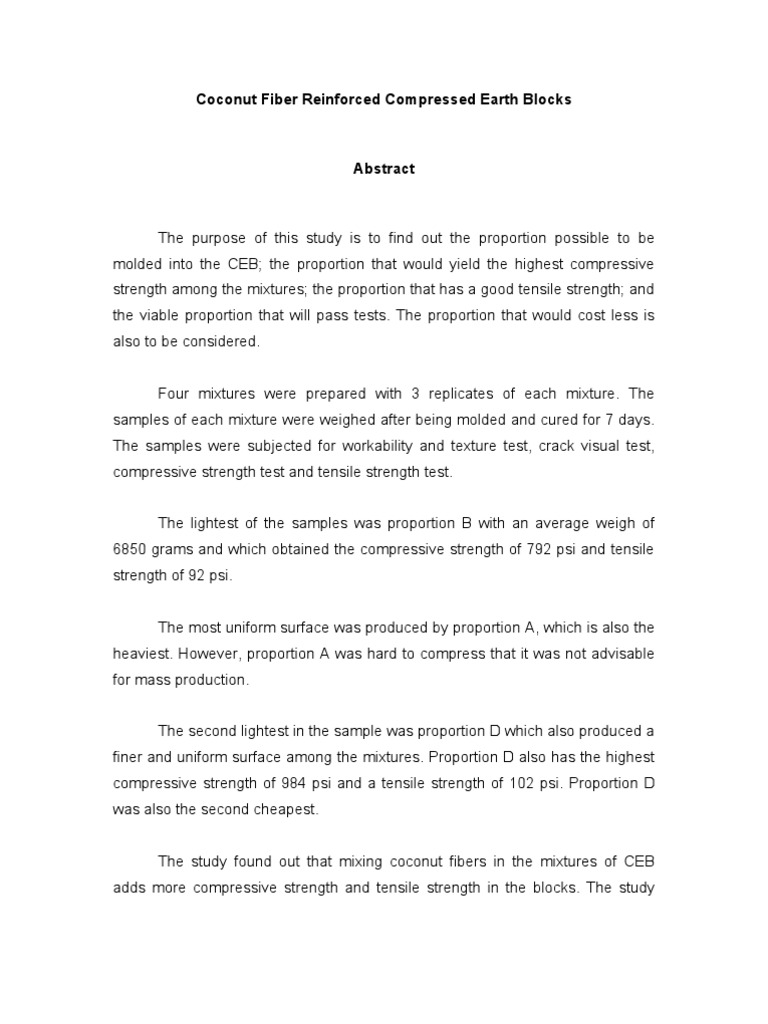 07 Coconut Fiber Reinforced Compressed Earth Blocks | PDF | Ultimate ...