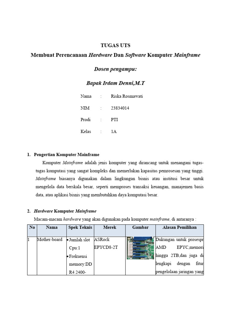 TUGAS UTS ARSITEKTUR Komputer | PDF