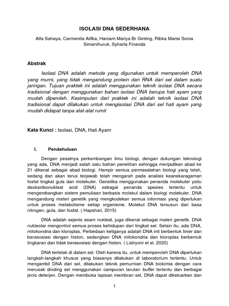 Isolasi Dna Sederhana - Kelompok 2 | PDF | Sains & Matematika