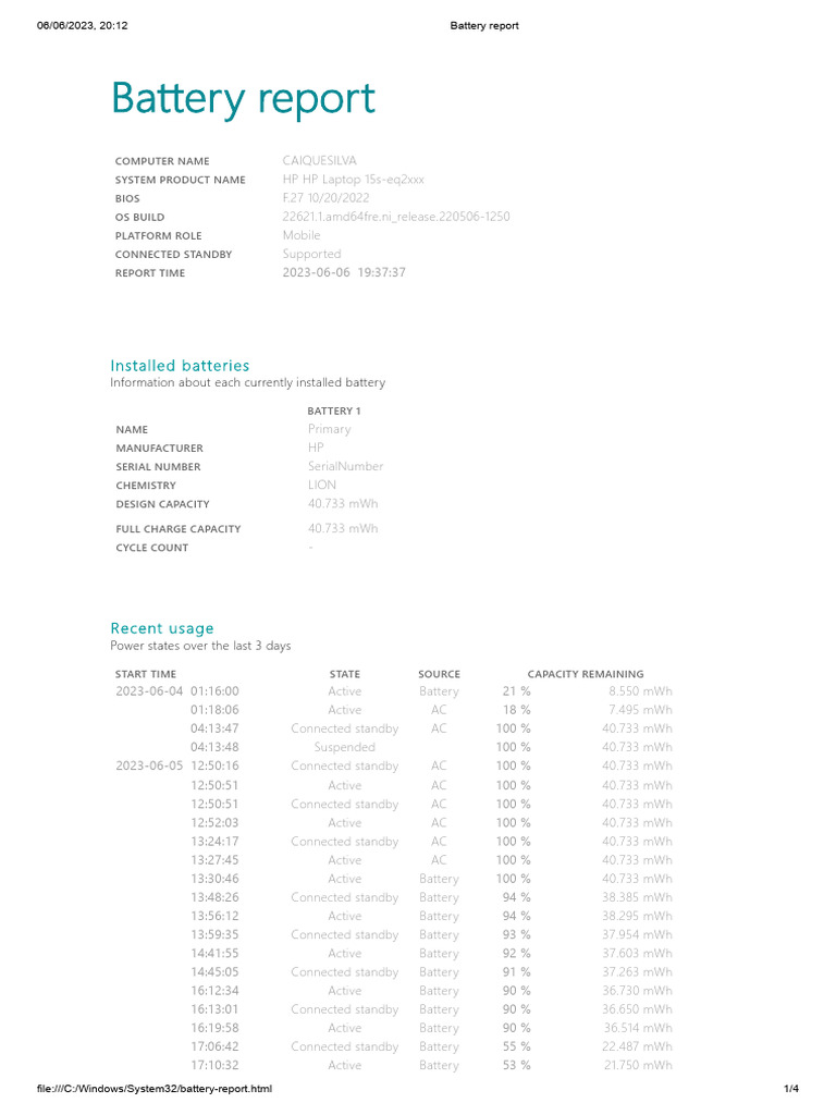 Battery Report | PDF