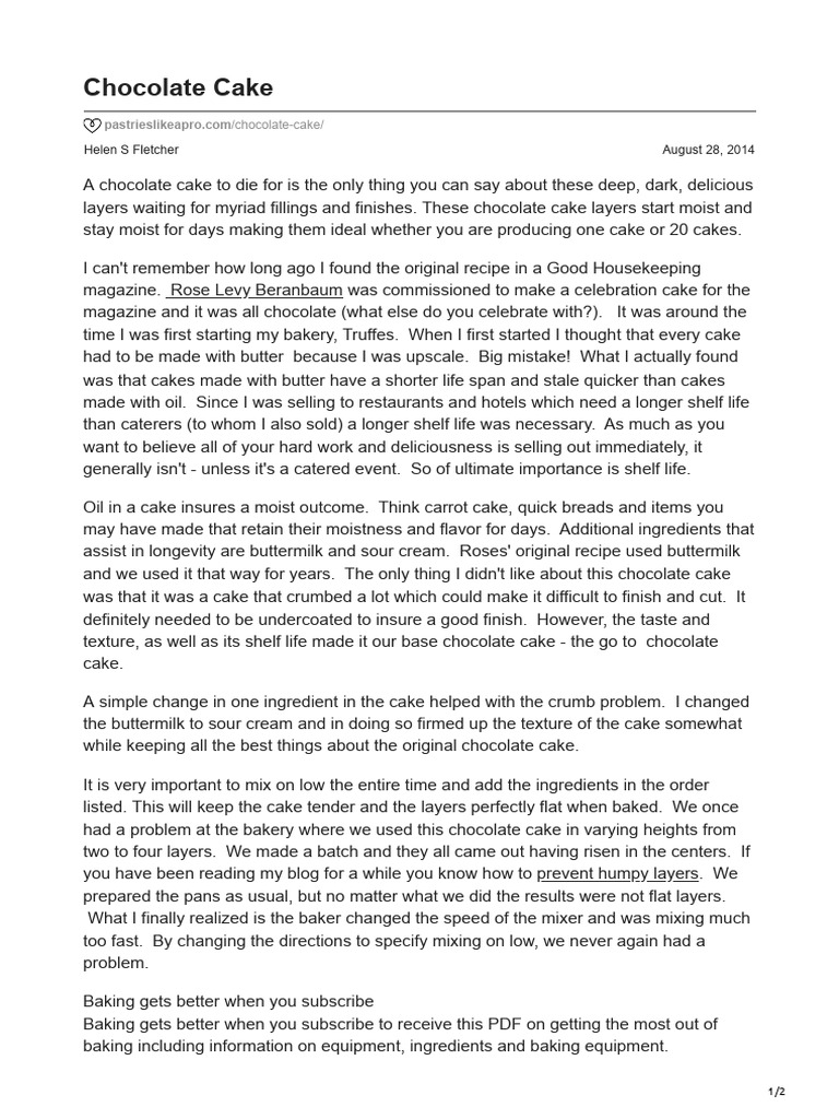 Chocolate Cake | PDF | Cakes | Baking