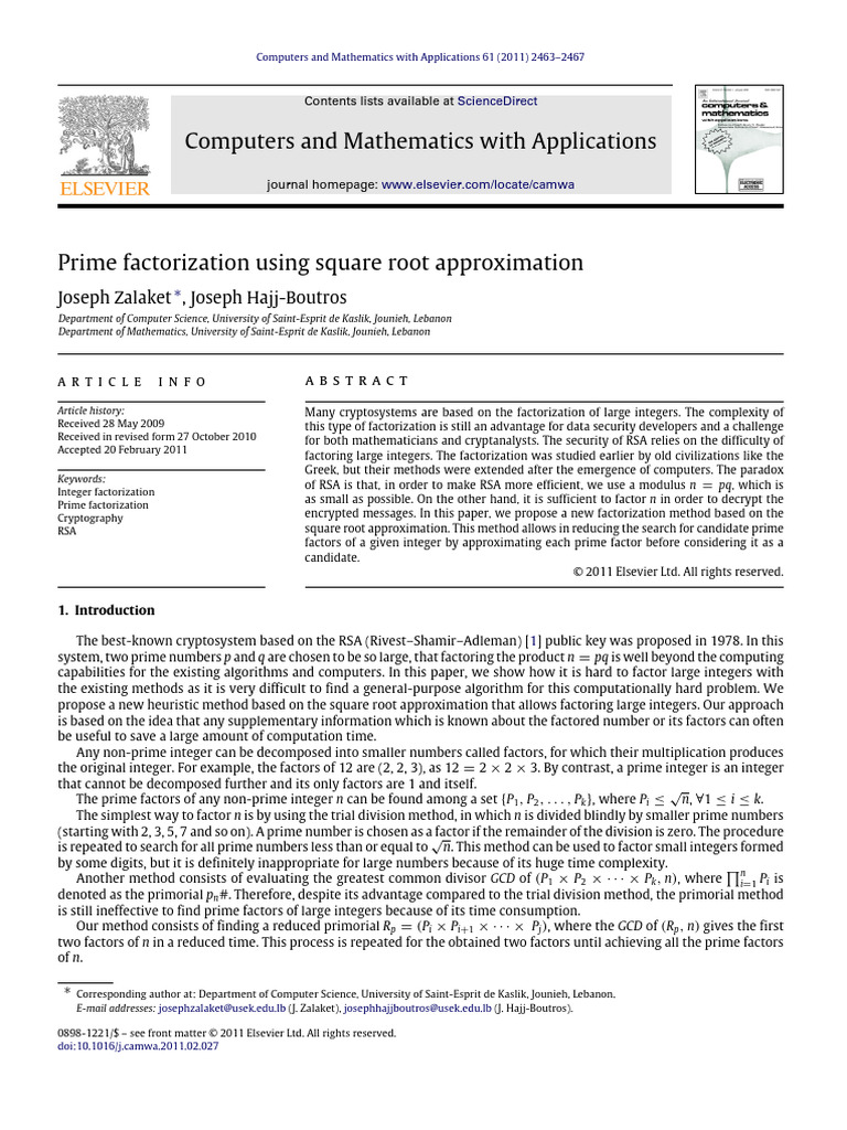 Zalaket 2011 | PDF | Factorization | Prime Number