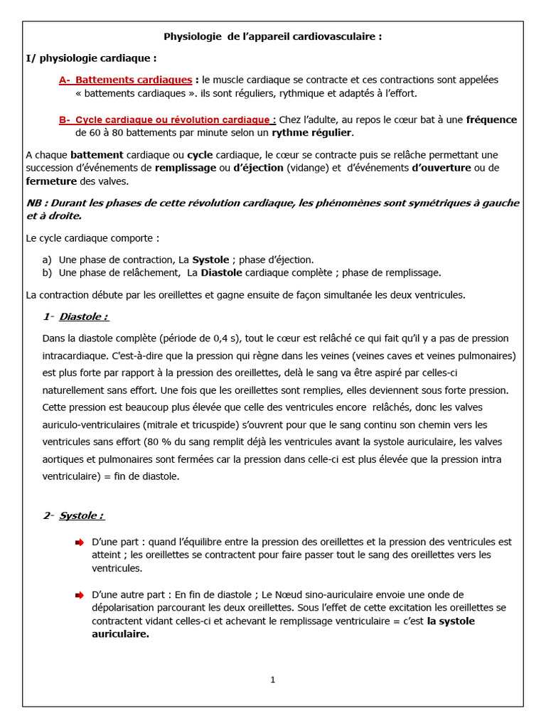 Physio Card | PDF | Cœur | Atrium (anatomie)