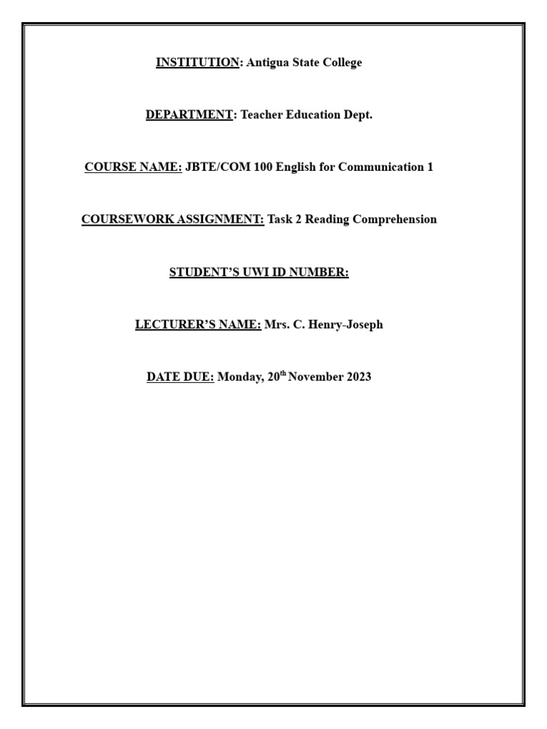 TASK 2 30% Comprehension Assignment | PDF