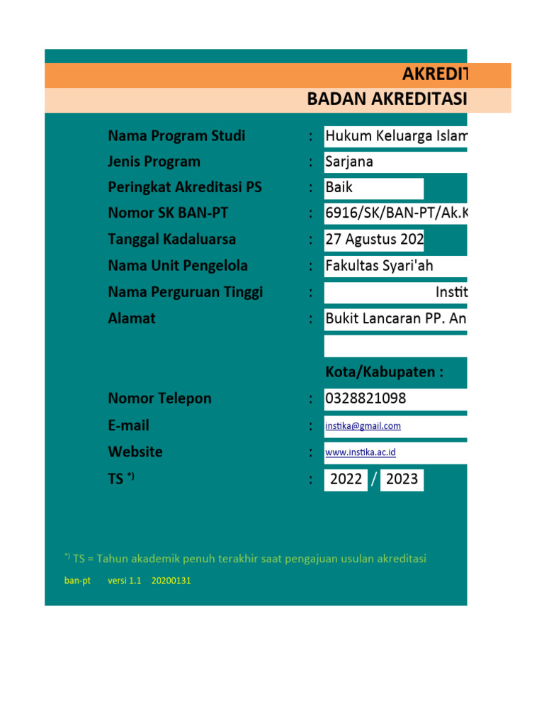 Akreditasi Hukum Keluarga Islam INSTIKA | PDF | Teknologi & Rekayasa