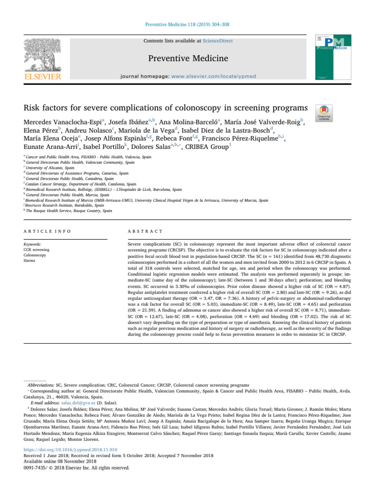 Preventive Medicine: Contents Lists Available at | PDF | Colonoscopy ...