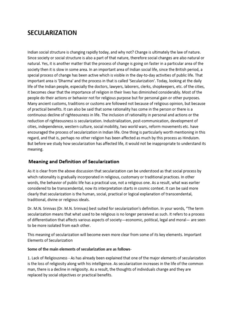 CH 6 Secularization | PDF | Secularism | Caste