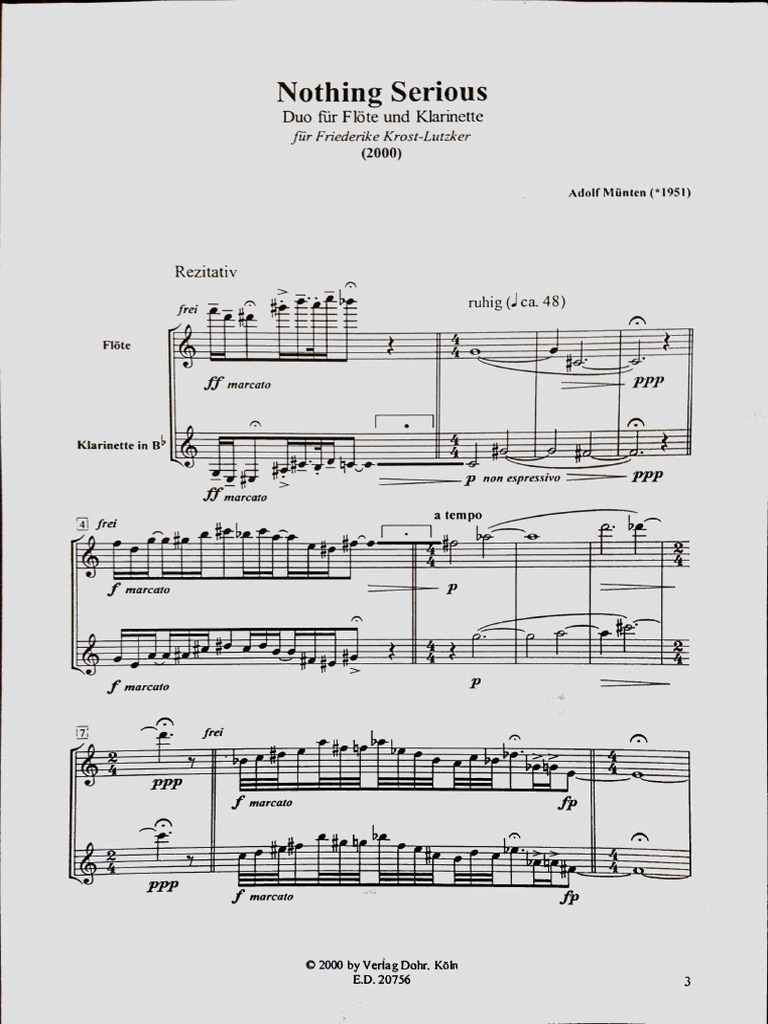 Adolf Münten - Nothing Serious For Flute and Clarinet Score | PDF
