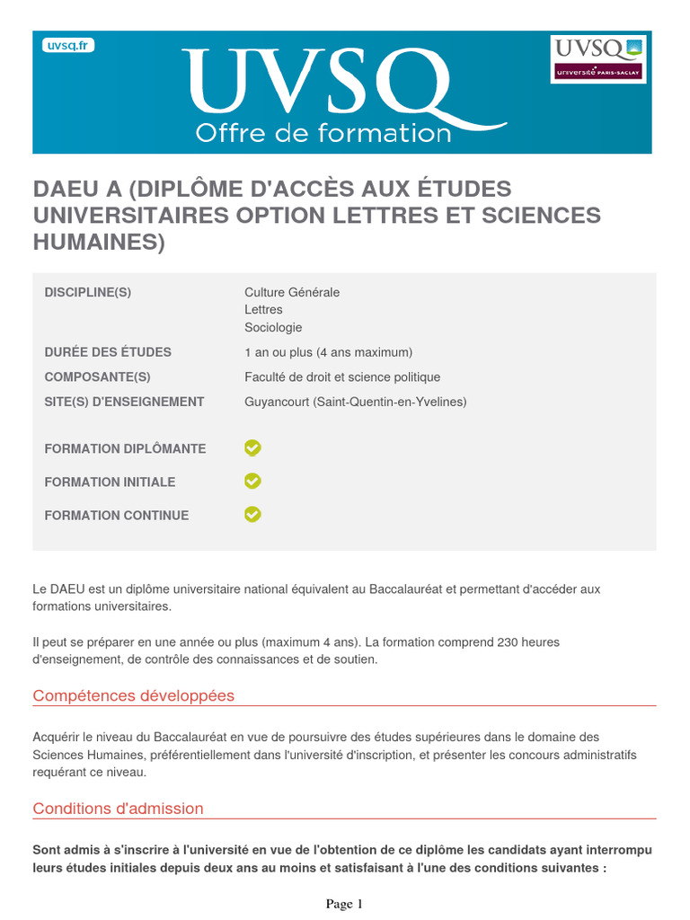 DAEU A : Accès aux Études Universitaires | PDF | Évolution de carrière ...