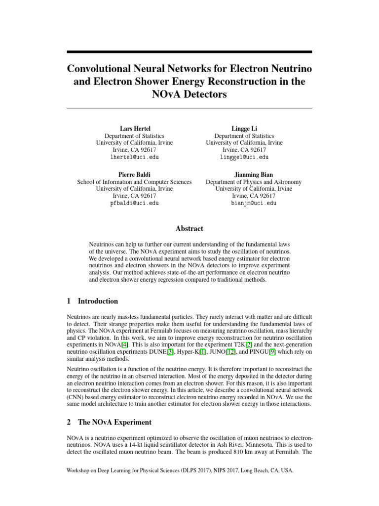 Convolutional Neural Networks For Electron Neutrino | Download Free PDF | Neutrino | Particle ...