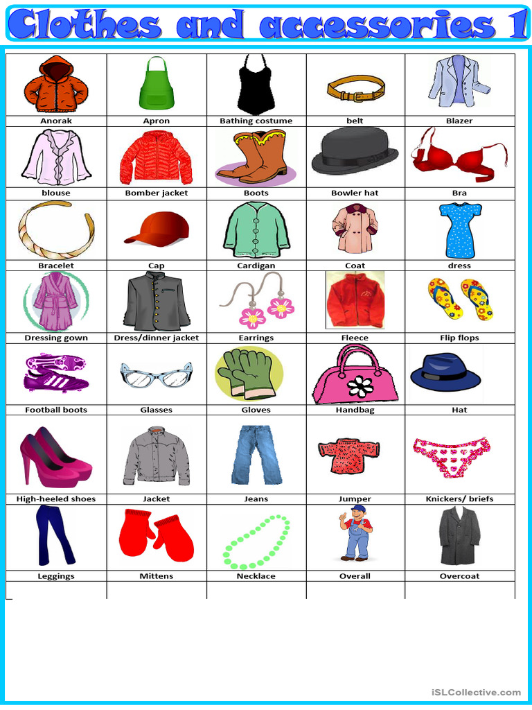 Clothes and Accessories - Pictionary 1 | PDF