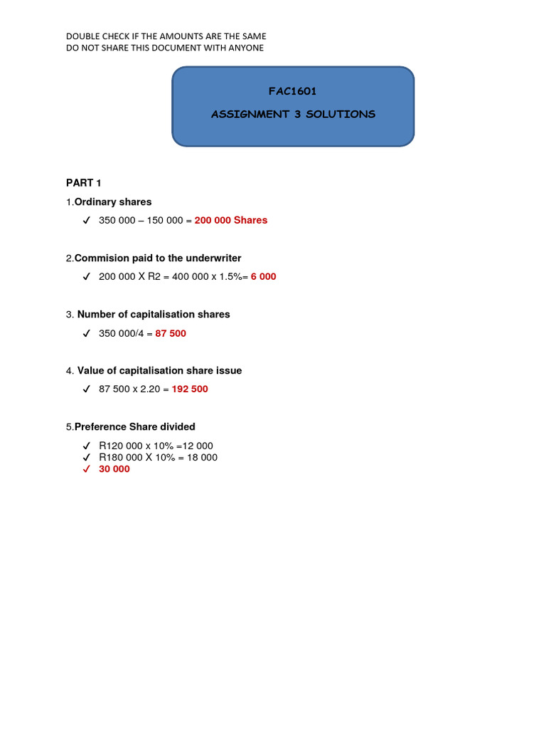 Fac1601 Assignment 3 Solutions | PDF | Dividend | Taxes Fac1601 Assignment 3 Solutions | PDF | Dividend | Taxes