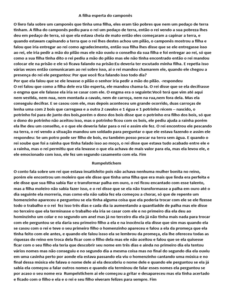 A Filha Esperta Do Camponês | PDF | Clássicos