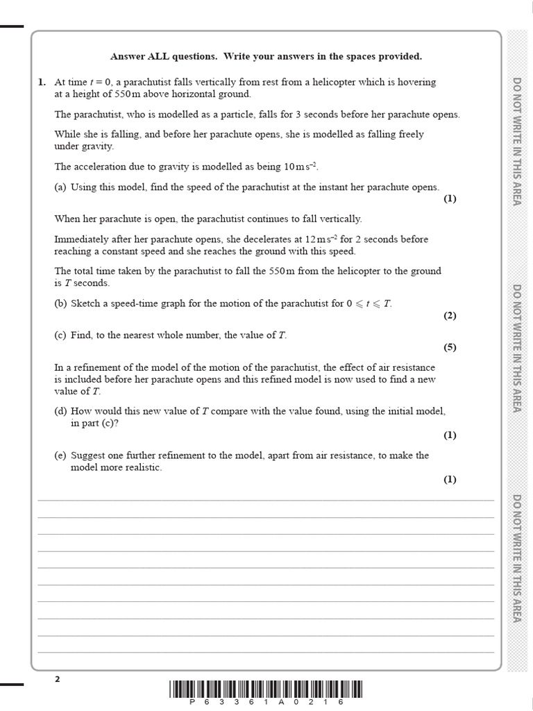 Physics Problem: Parachutist Motion | PDF | Acceleration | Parachute