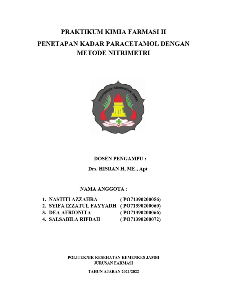 Laprak Kimfar Nitrimetri PCT | PDF