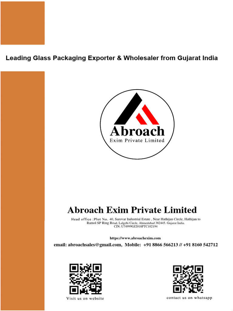 001) - Glass Bottle Glass Jar Abroach Exim PVT LTD Catalogue | PDF ...