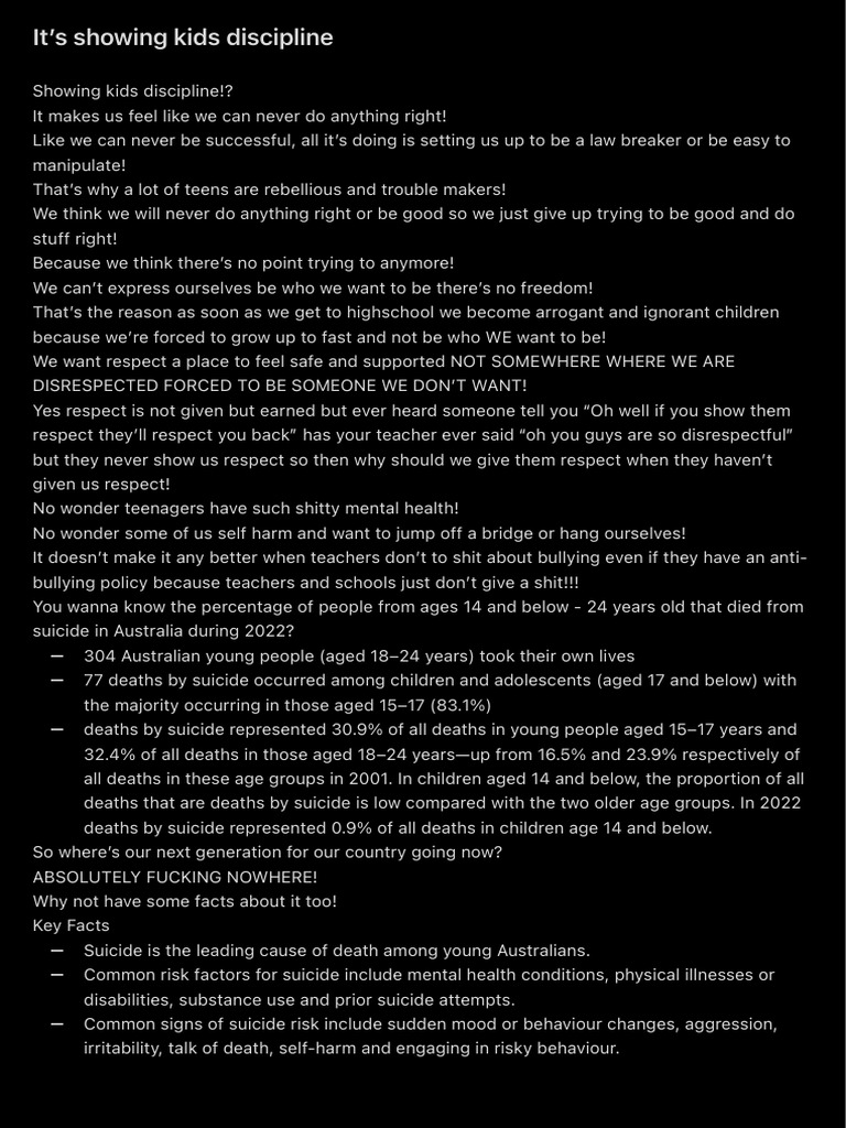 Kids Discipline Argument/conversation/notes | PDF | Suicide | Psychology