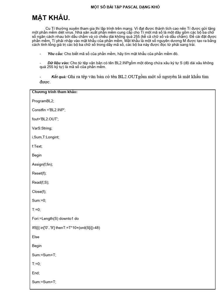 MỘT-SỐ-BÀI-TẬP-PASCAL-DẠNG-KHÓ | PDF