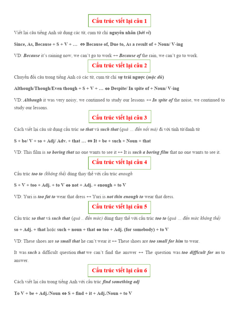 Rewrite Sentence | PDF