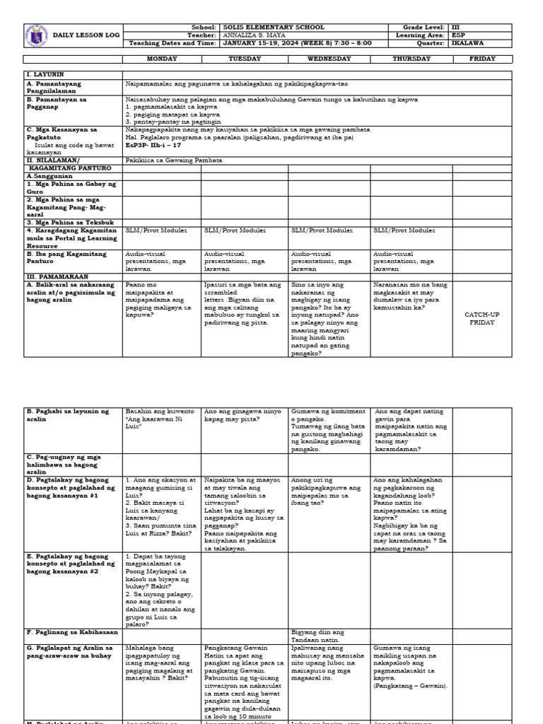 DLL - Esp 3 - Q2 - W10 | PDF