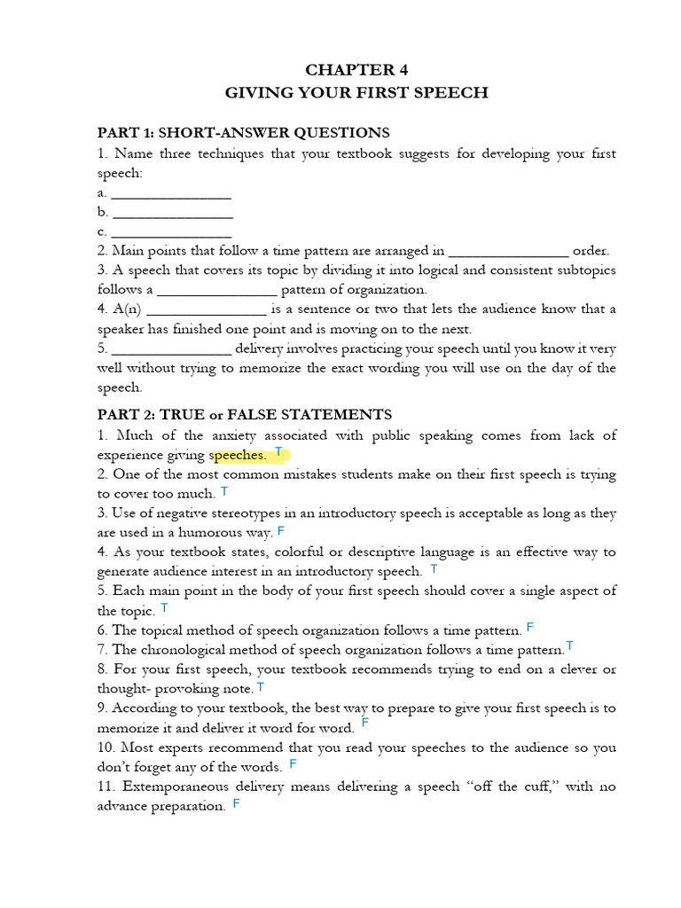 Chapter 4 - Exercises | PDF | Conversation | Speech